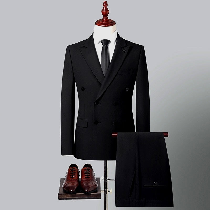 Double-breasted Suit Two-piece, Men's Fashion Slim Dress Jacket with ...